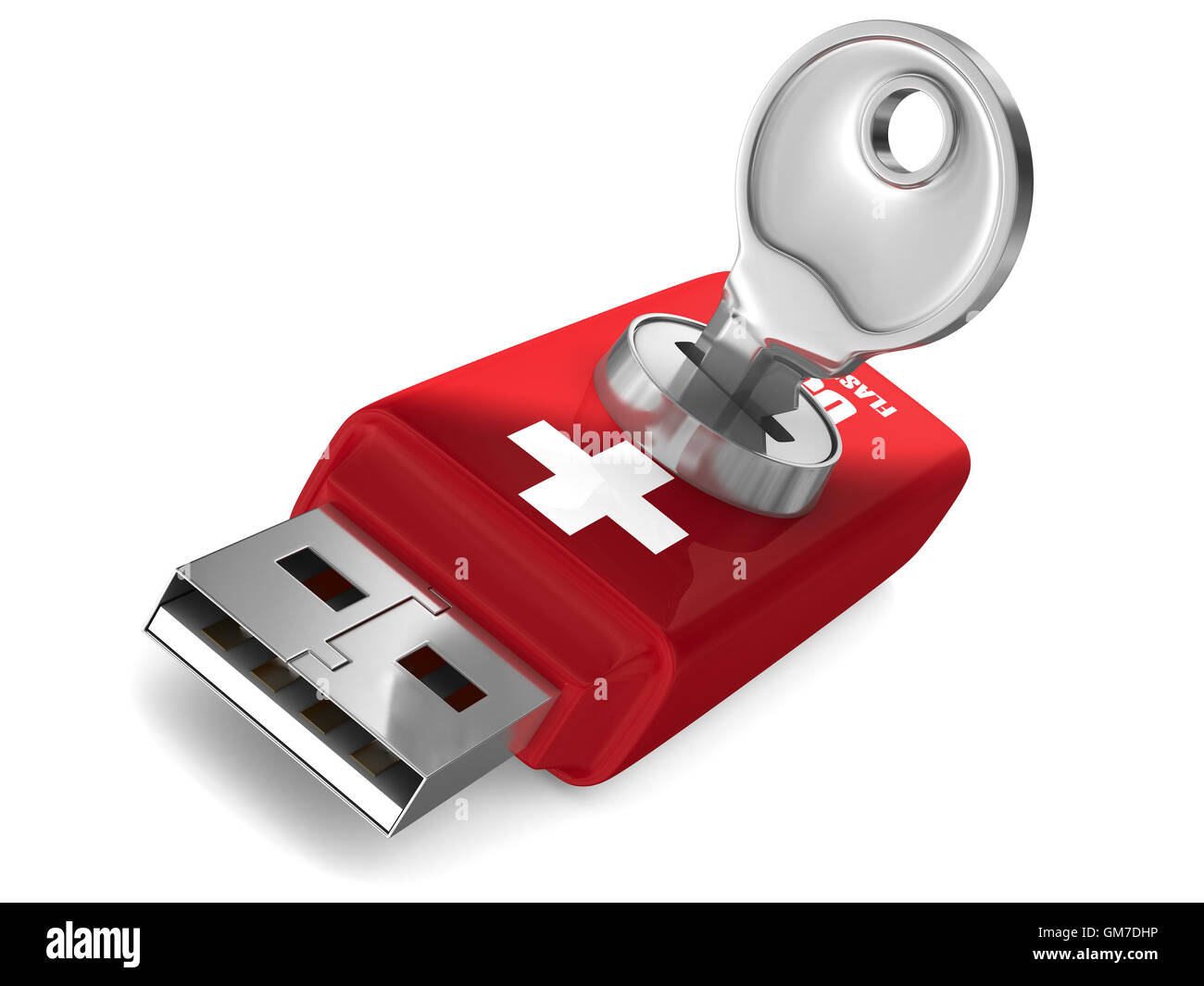 rescue usb flash drive on white background. Isolated 3D image Stock ...