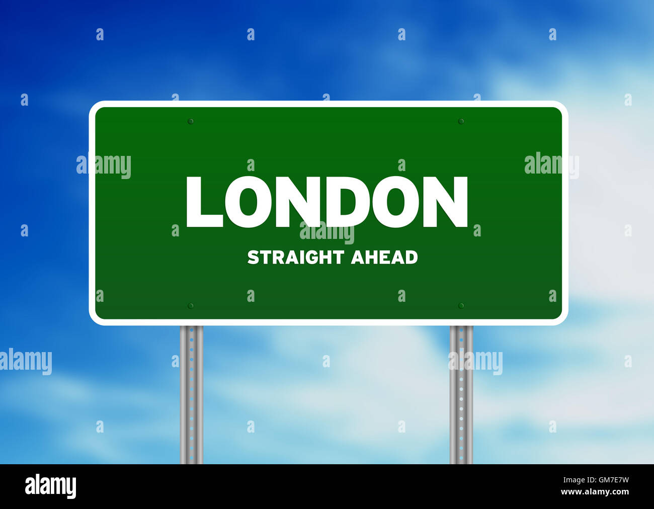 London Green Highway Sign Stock Photo - Alamy