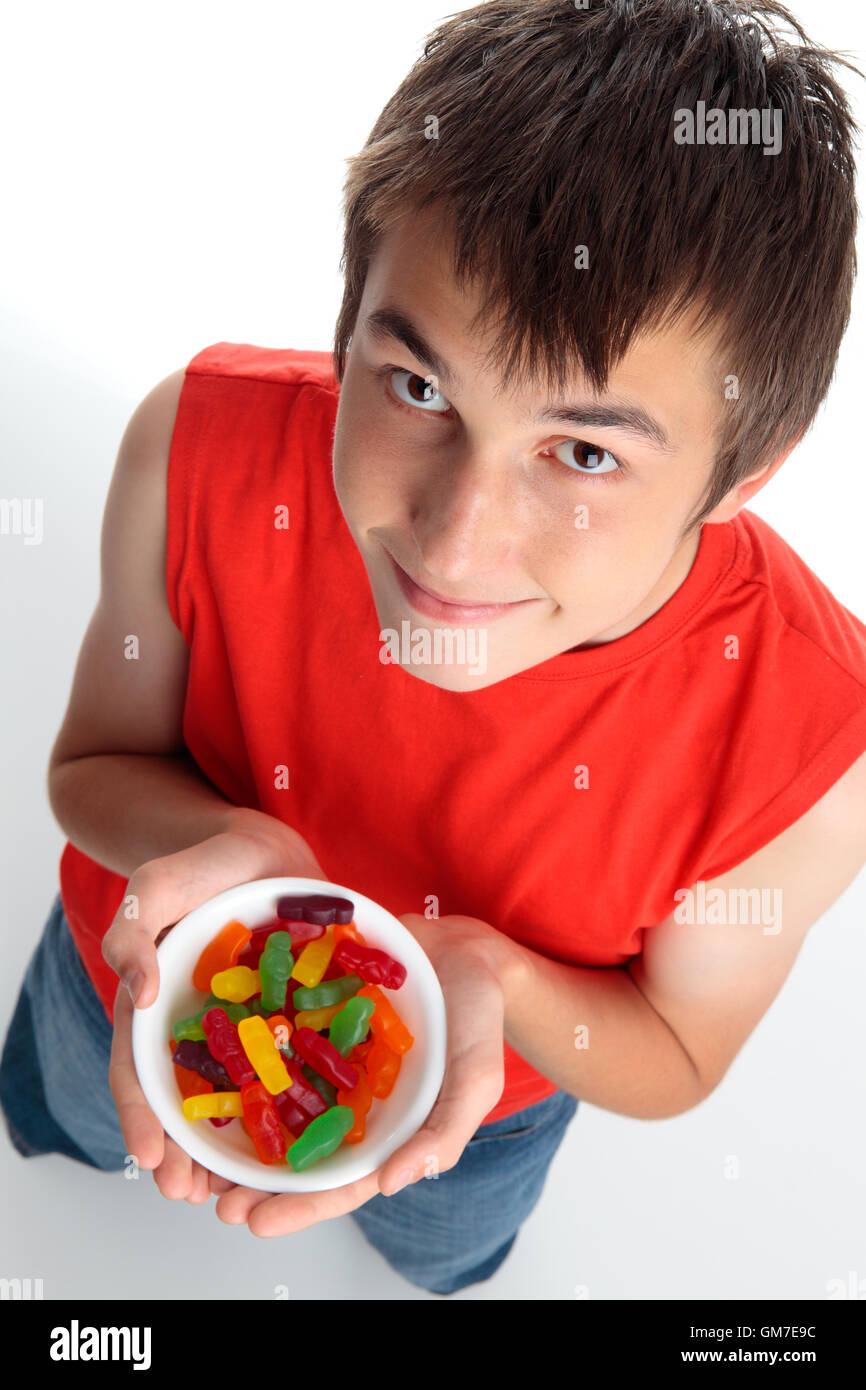 Boy with lollies candy Stock Photo - Alamy