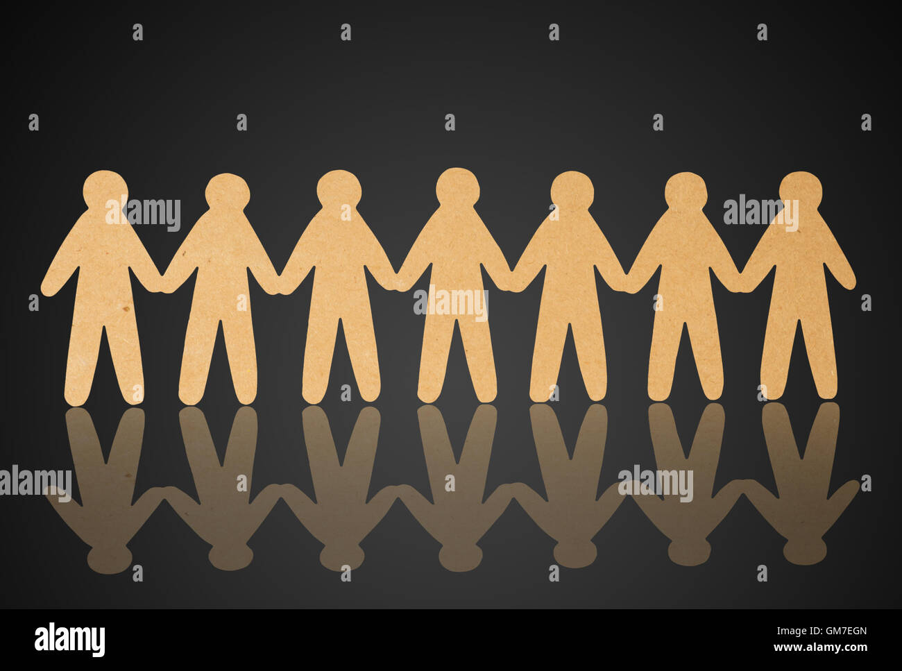 team of paper people on violet background Stock Photo - Alamy