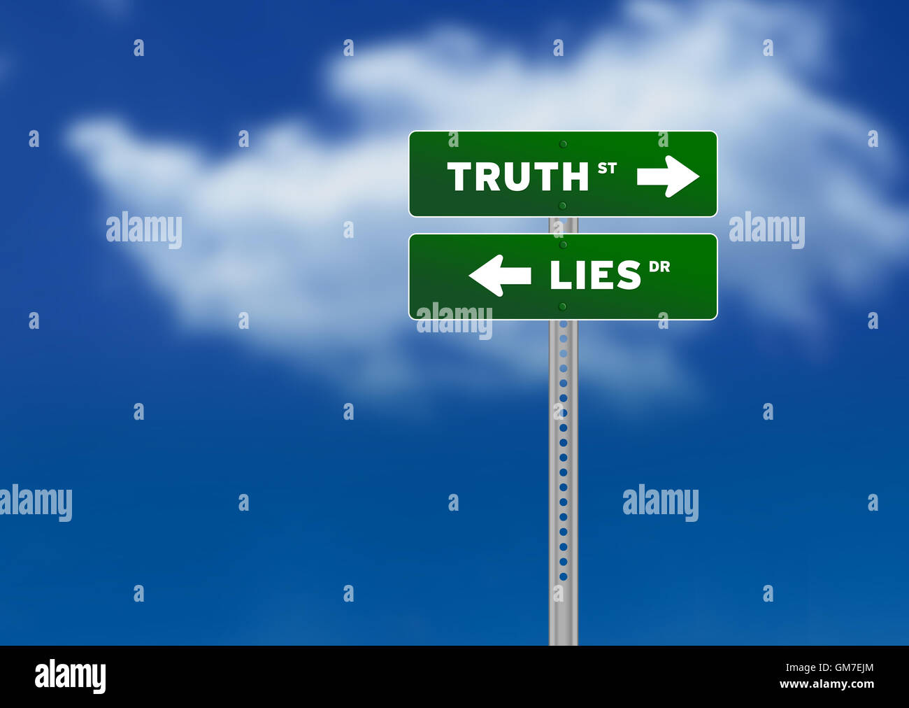 Truth and Lies Road Sign Stock Photo - Alamy
