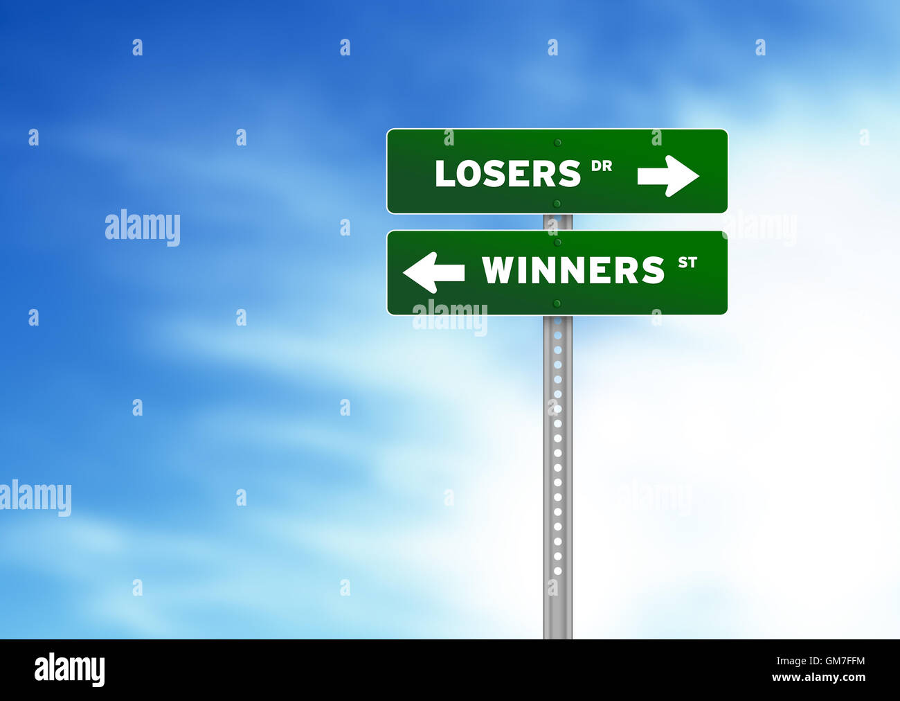 Losers and Winners Road Sign Stock Photo - Alamy