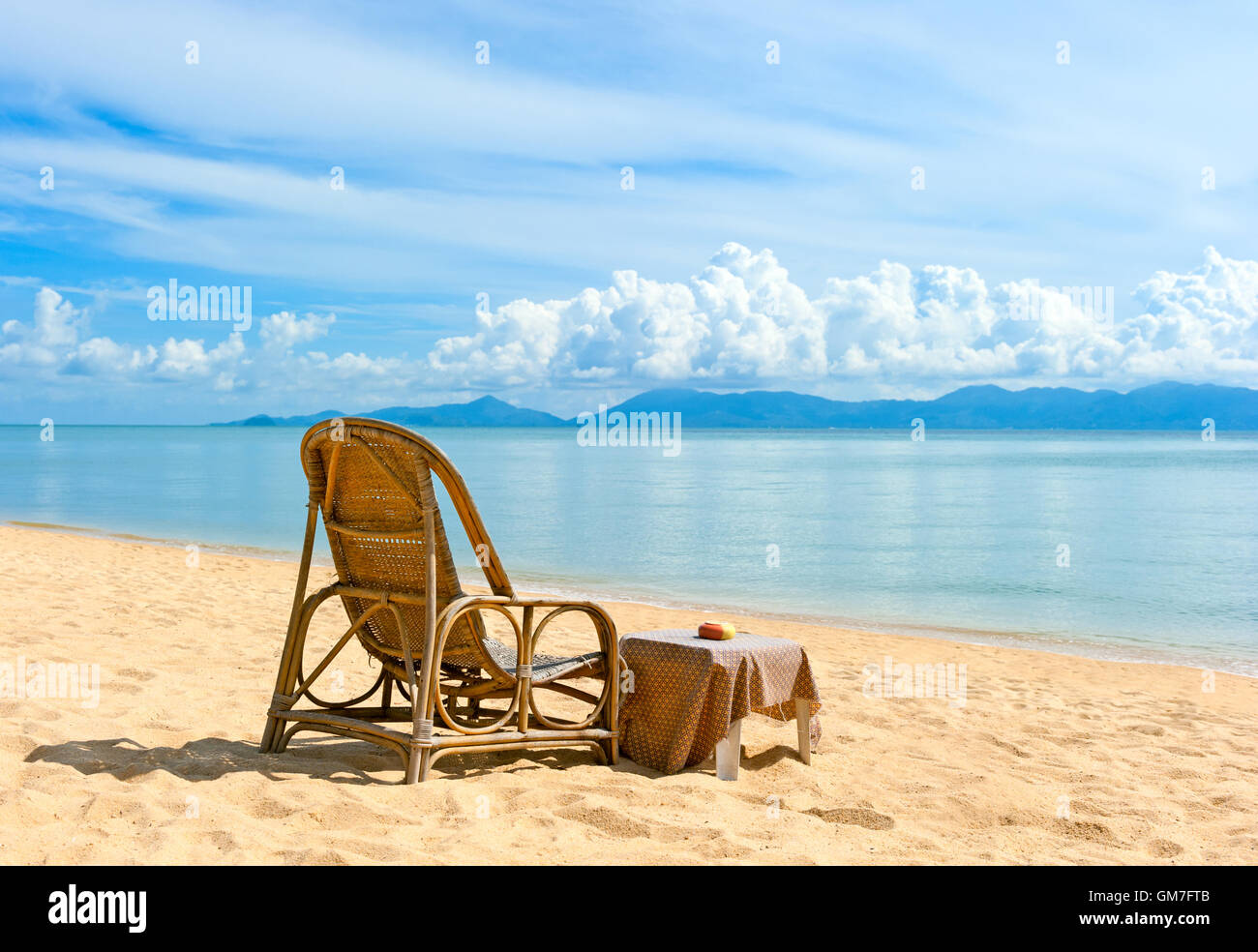 Chairs on beach near the sea Stock Photo - Alamy