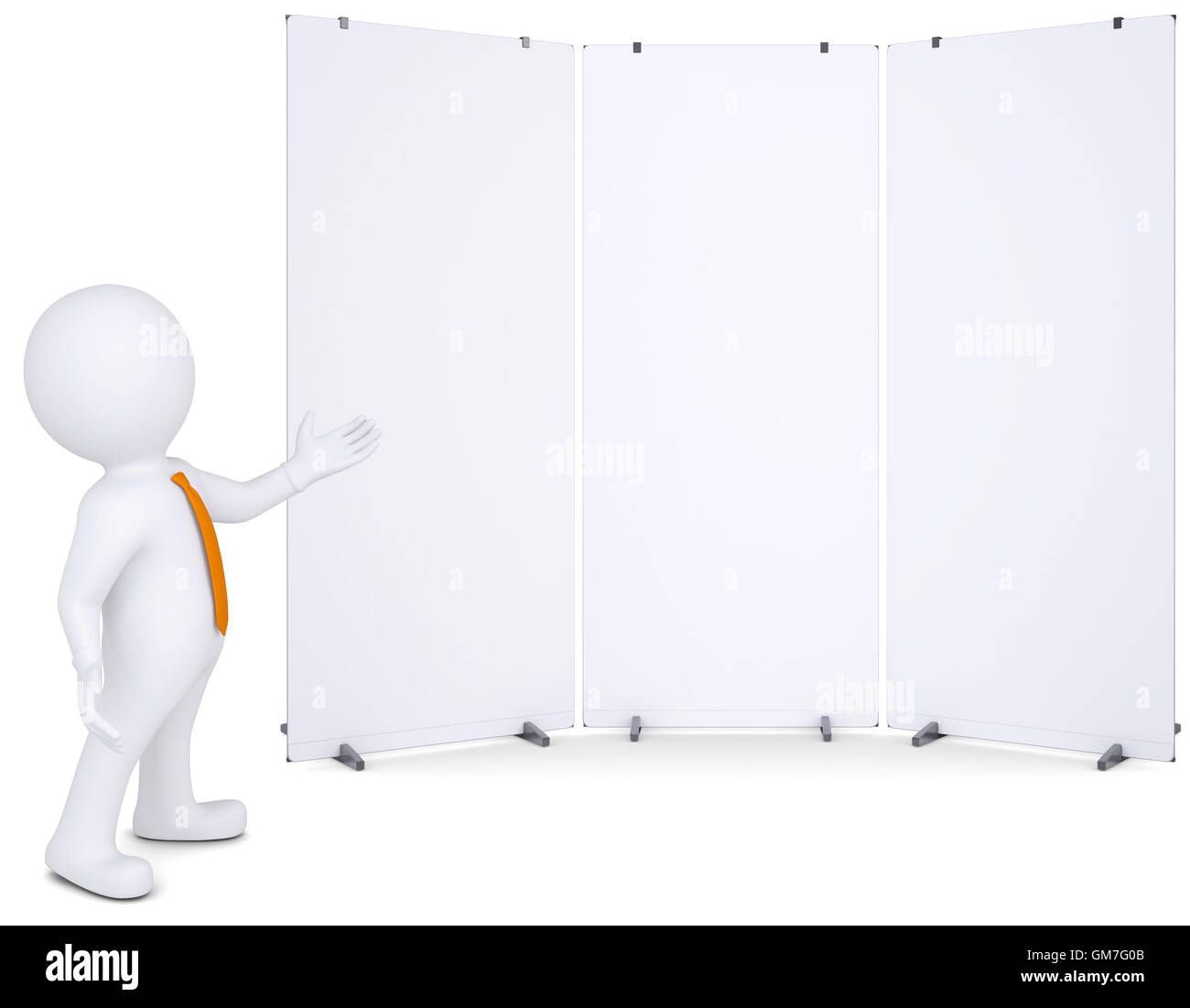 3d man shows up on white poster Stock Photo - Alamy