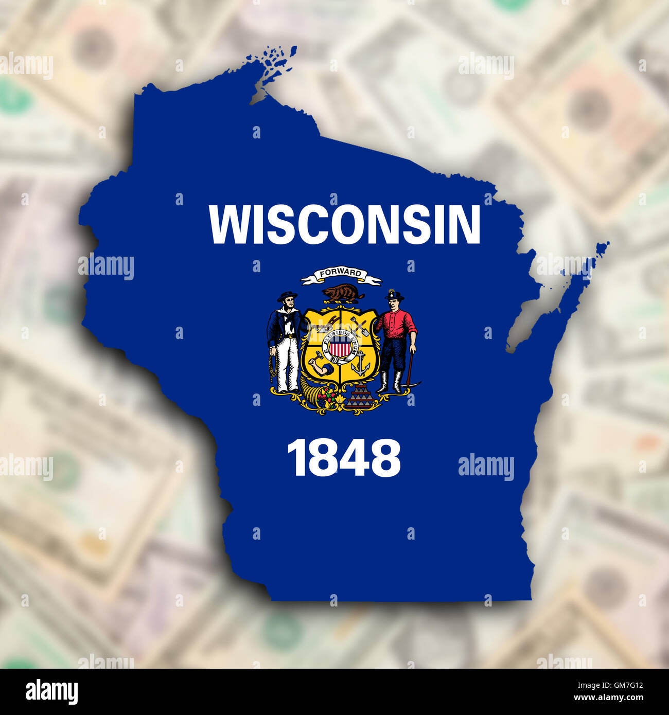 Map of Wisconsin Stock Photo - Alamy