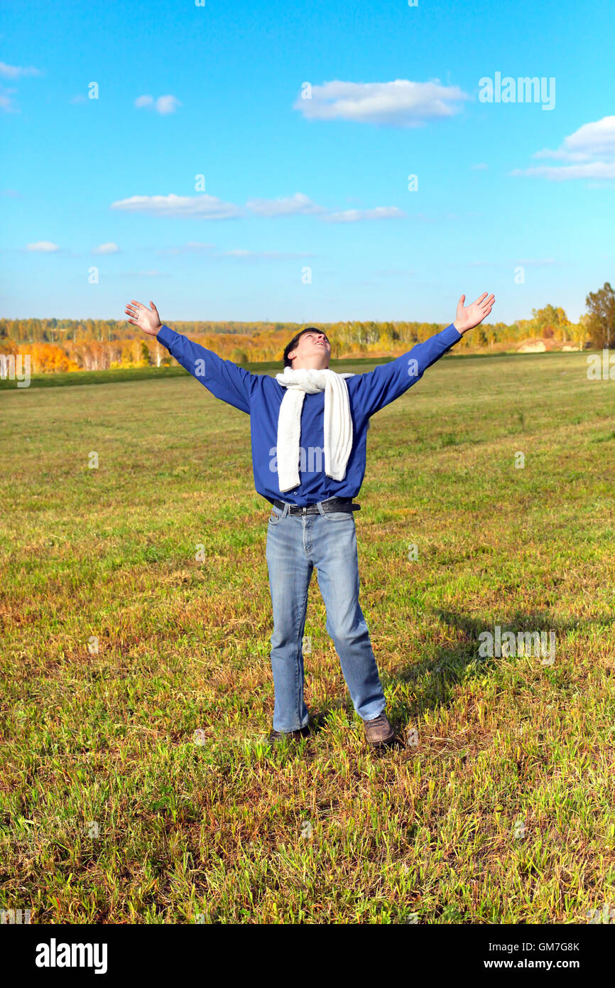 young man in the field Stock Photo - Alamy