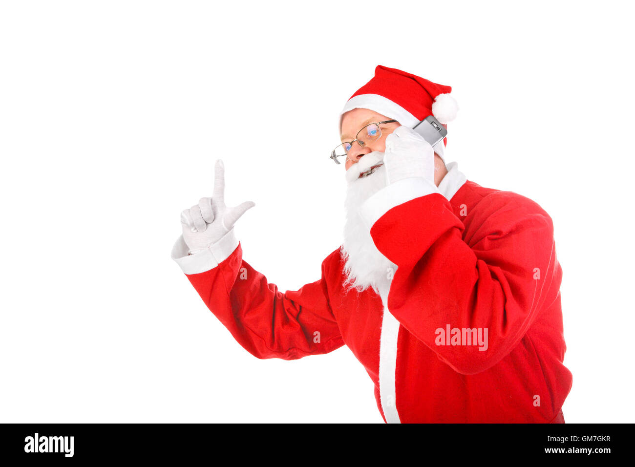 santa claus with mobile phone Stock Photo - Alamy