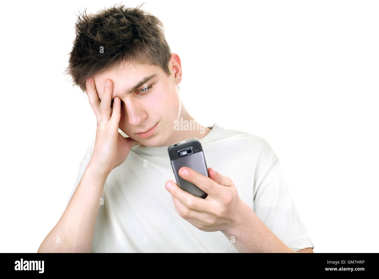sad teenager with phone Stock Photo - Alamy