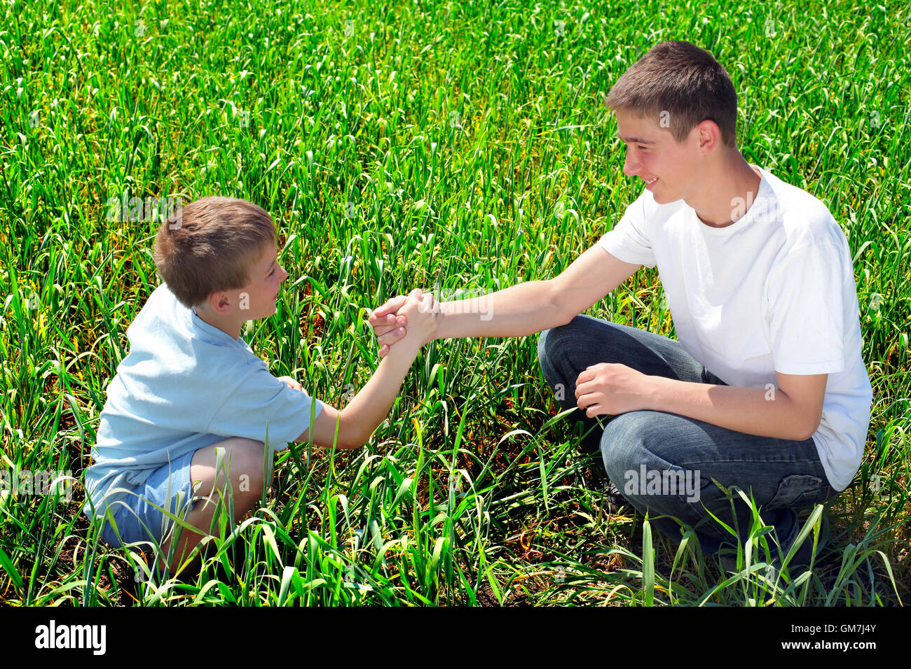 brothers in the field Stock Photo - Alamy