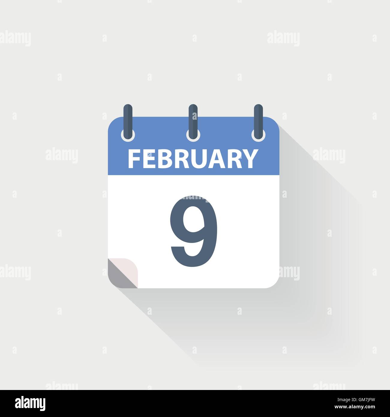 9 february calendar icon on grey background Stock Vector Image & Art ...