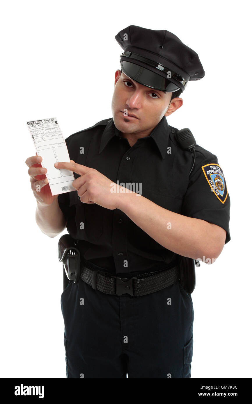 Police officer or traffic warden with infringement ticket Stock Photo ...