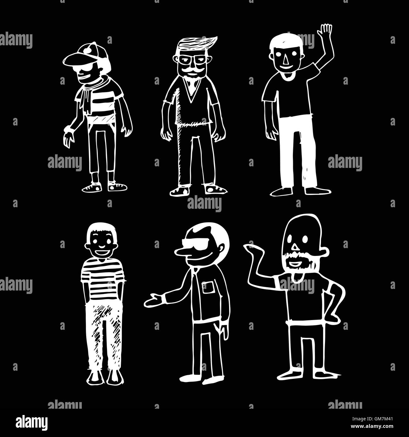 people draw line black white illustration design Stock Vector Image ...