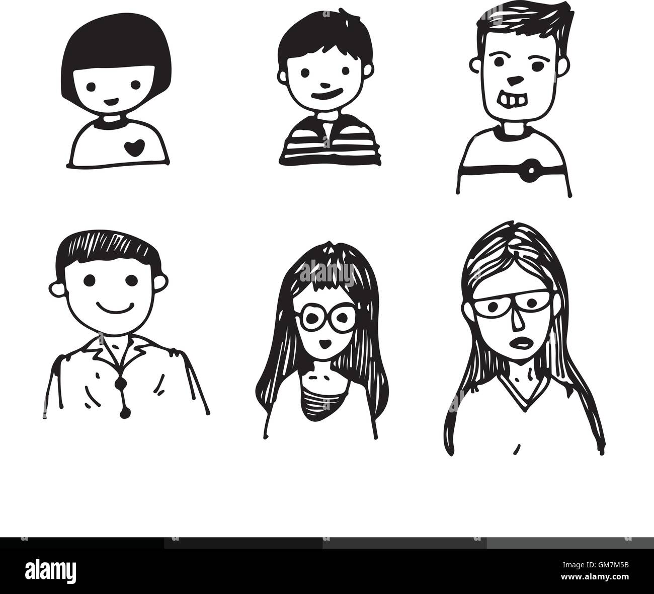 people draw line black white illustration design Stock Vector Image ...