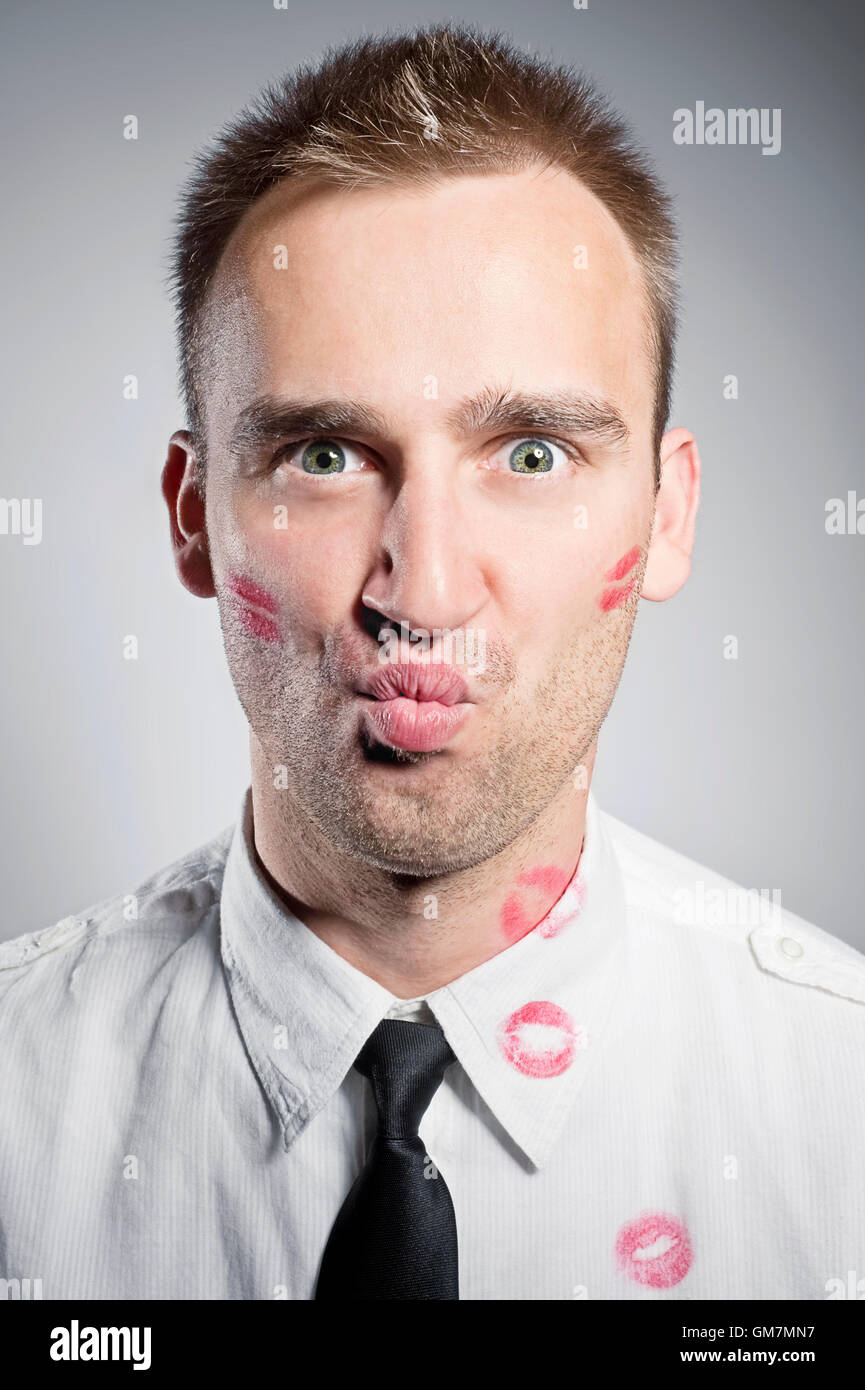 kissed young man Stock Photo - Alamy