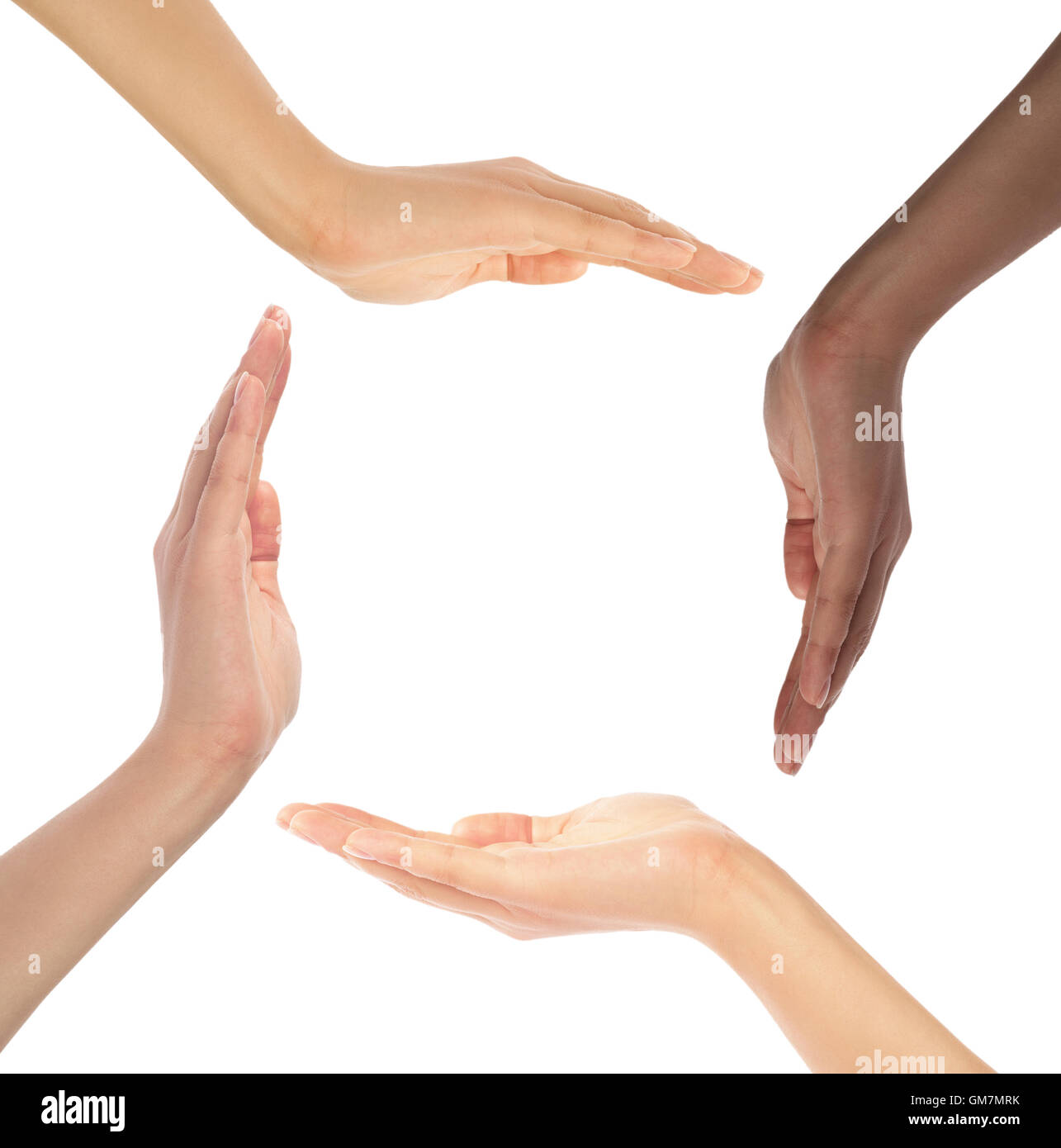 Conceptual symbol of multiracial human hands making a circle Stock ...