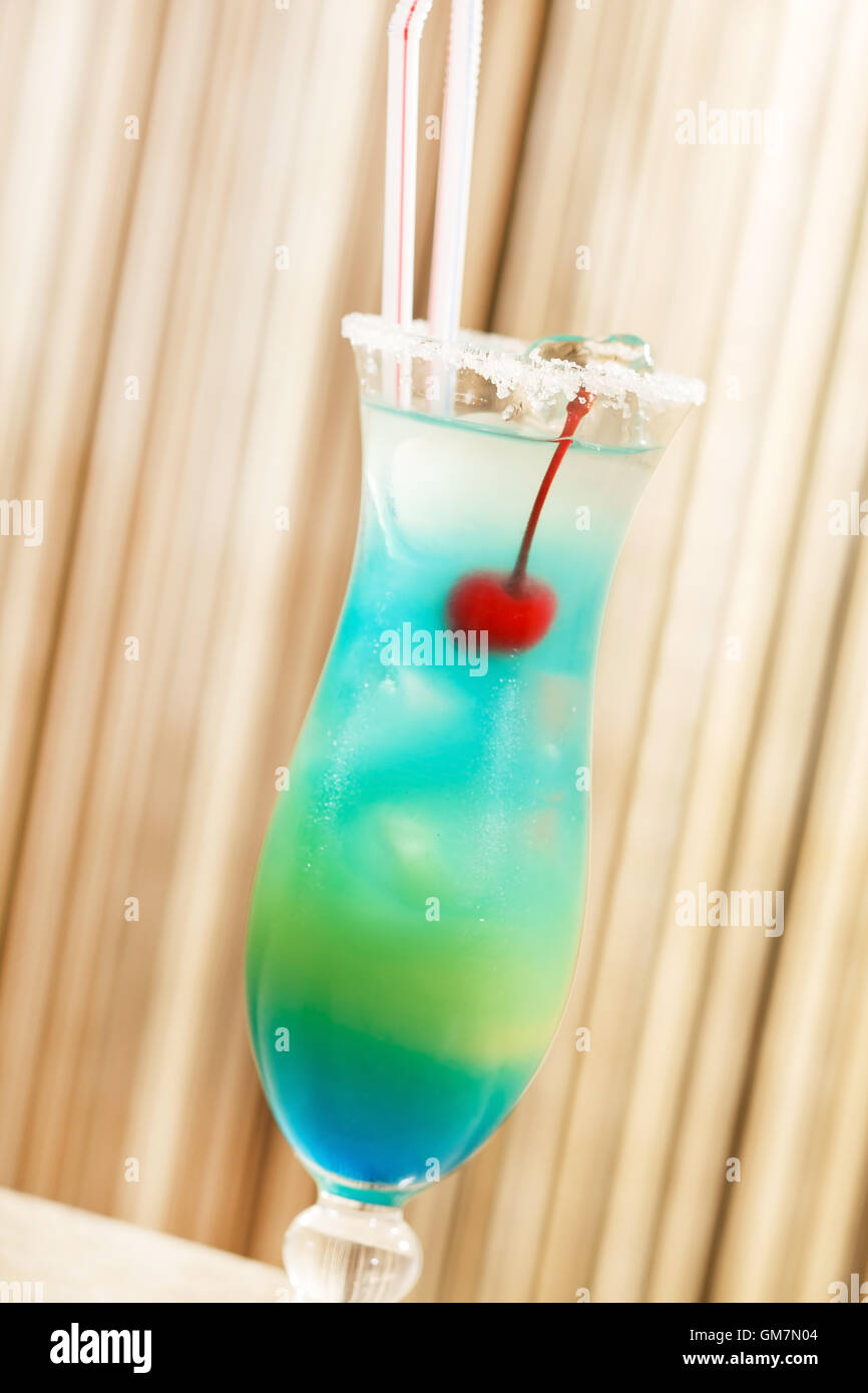 blue cocktail with cherry Stock Photo - Alamy