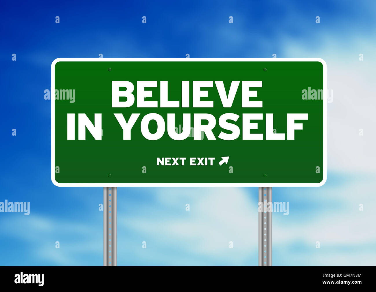 Green Road Sign - Believe in yourself! Stock Photo - Alamy