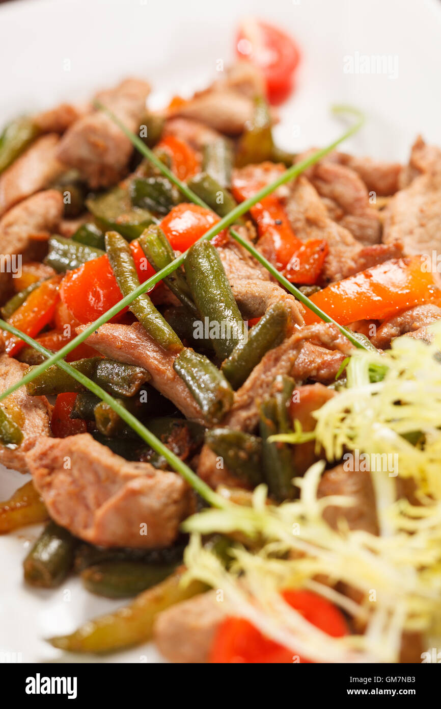 Meat with String Beans Stock Photo - Alamy