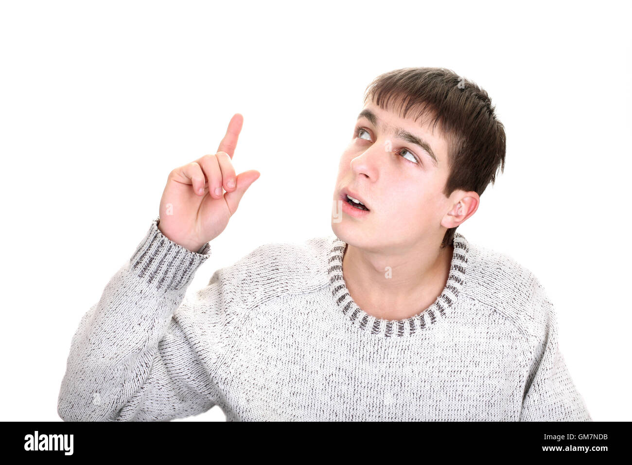 teenager with finger up Stock Photo - Alamy