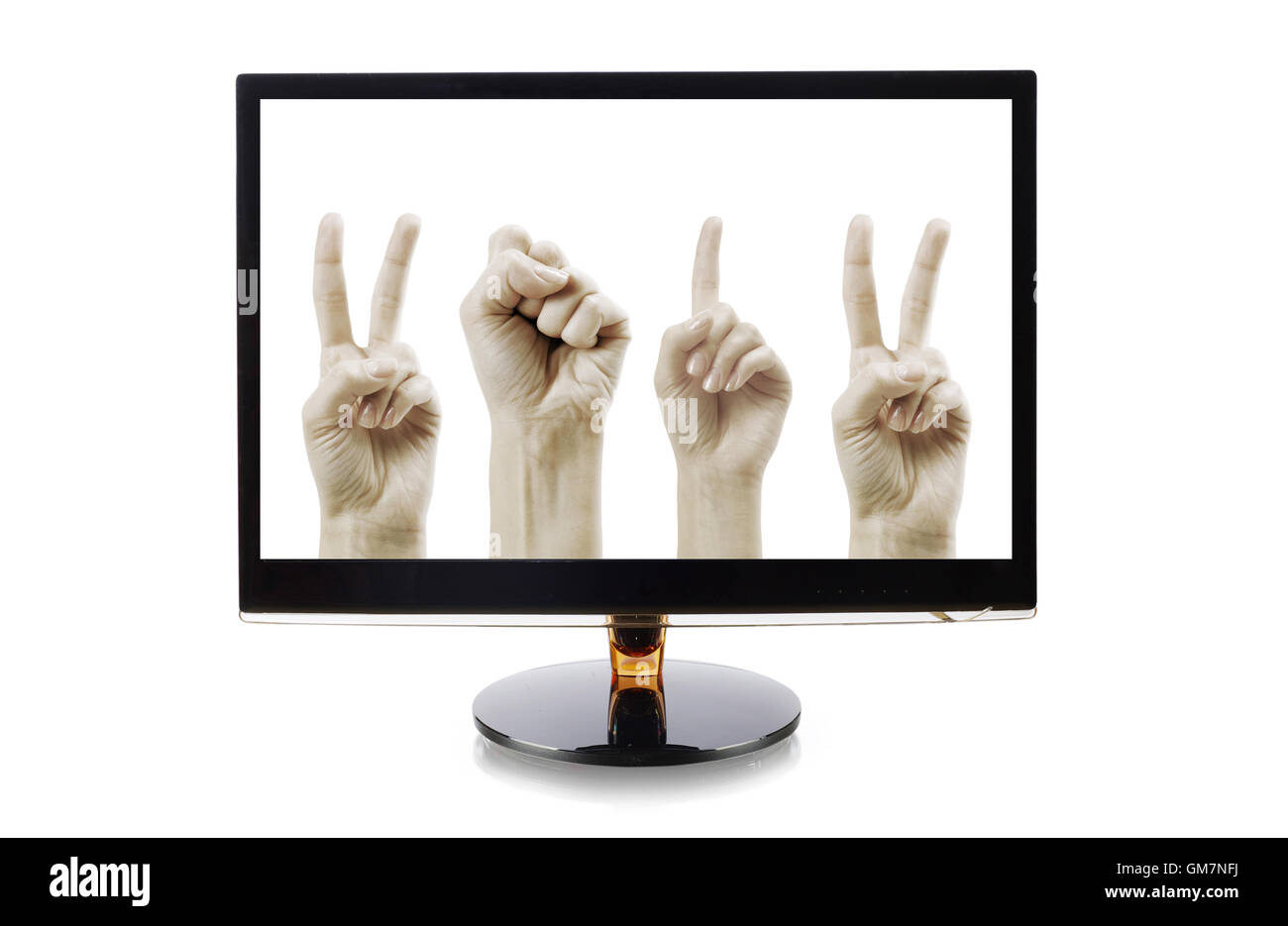 Hands 2012 in monitor Stock Photo - Alamy