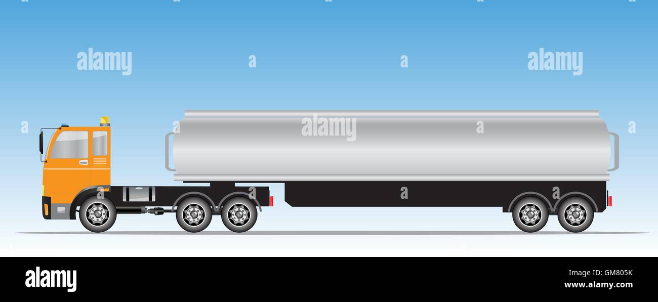 Side view of trailer of Big Oil Tanker truck Vector Illustration Stock ...