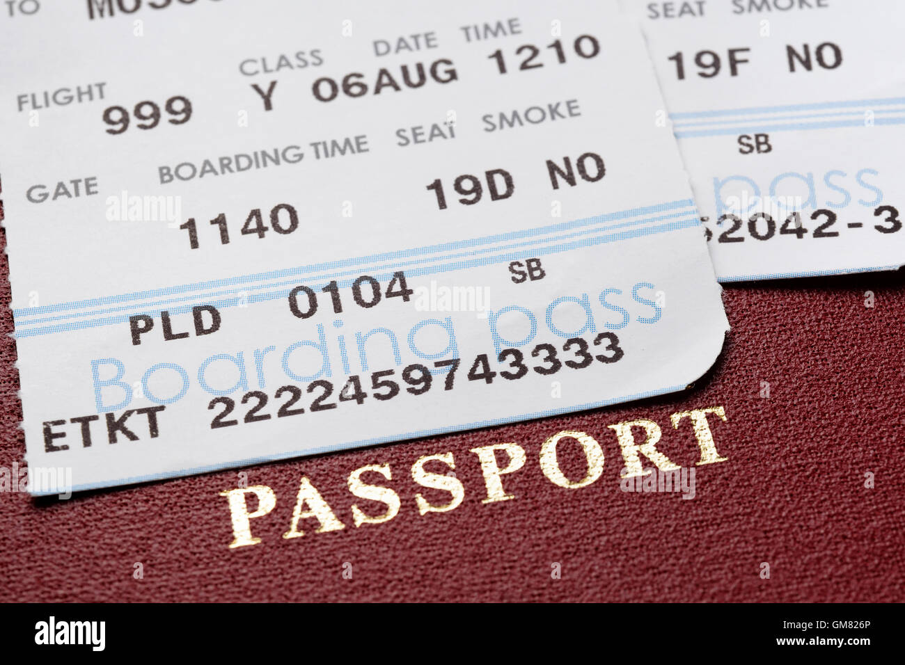 Boarding pass and passport close-up Stock Photo - Alamy