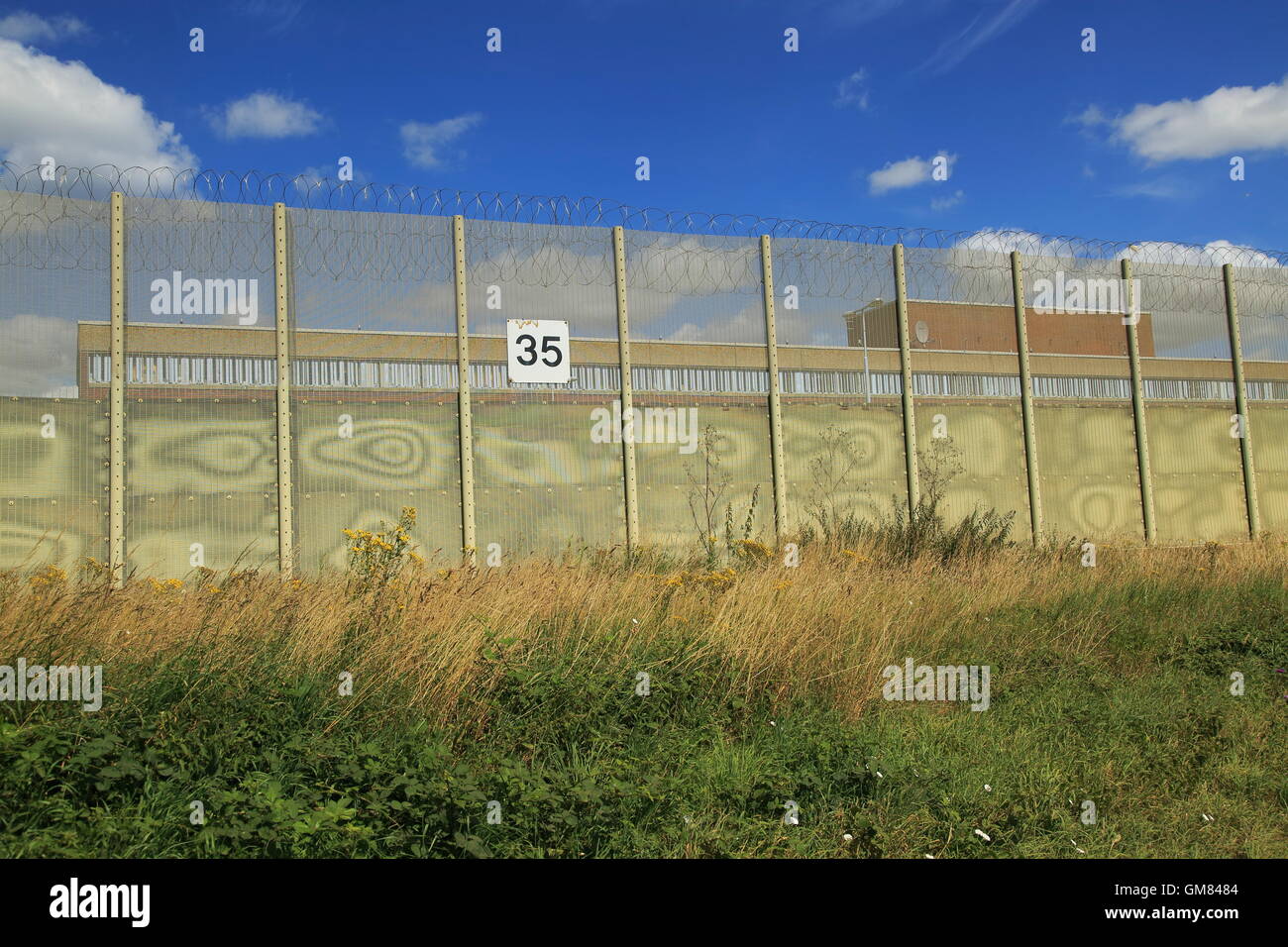 Perimeter fence at Warren Hill prison, Hollesley, Suffolk, England, UK ...