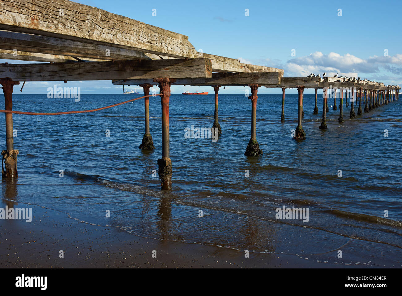 Historic waterfront of Punta Arenas running along the Magellan Strait ...