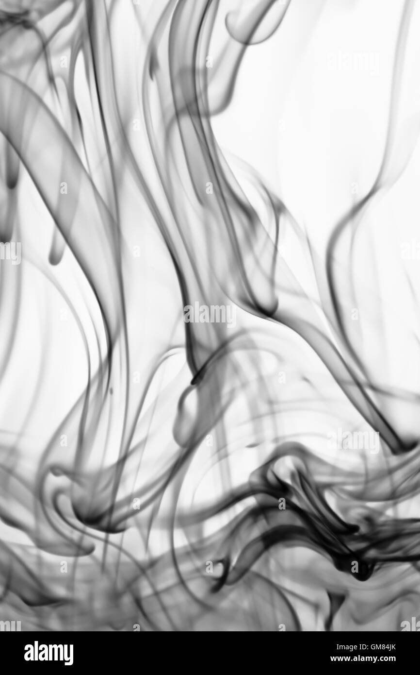 Ink flowing in water creating a black and white abstract Stock Photo ...