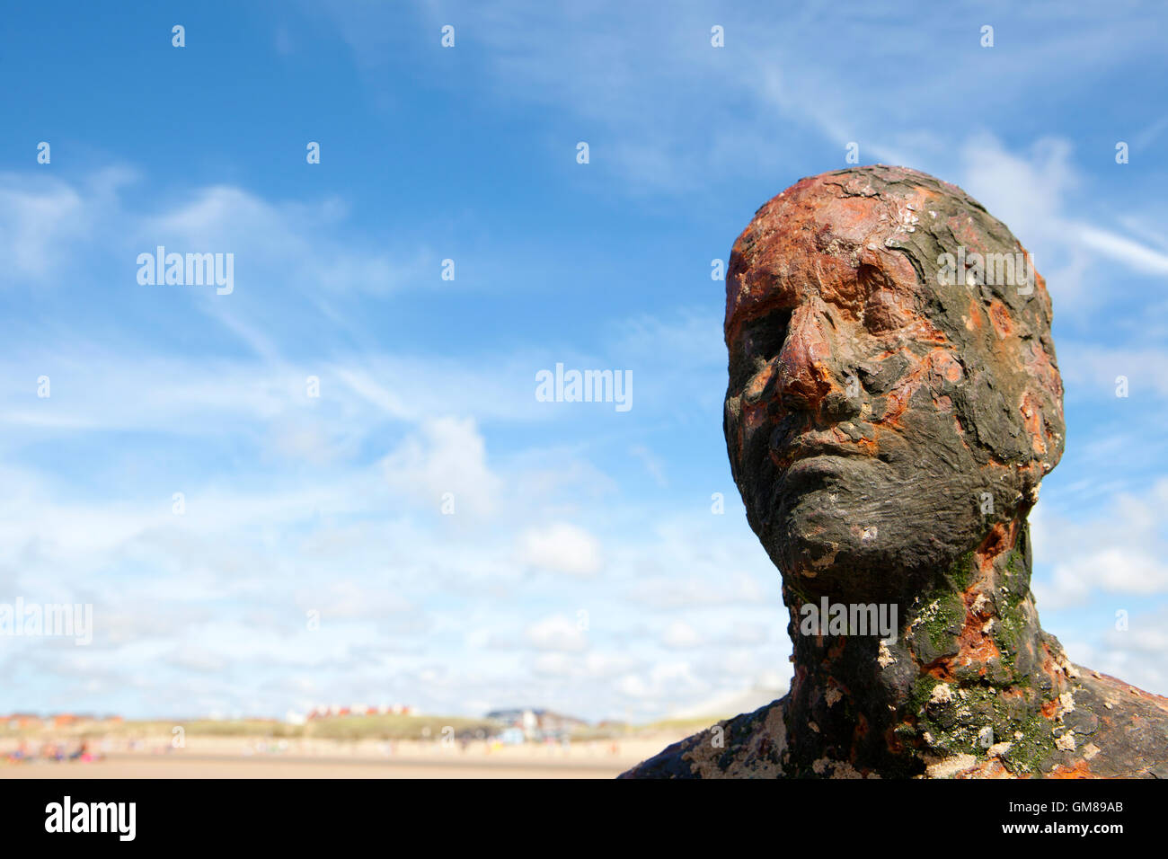 Modern art statues forming the Another Place by Antony Gormley on ...