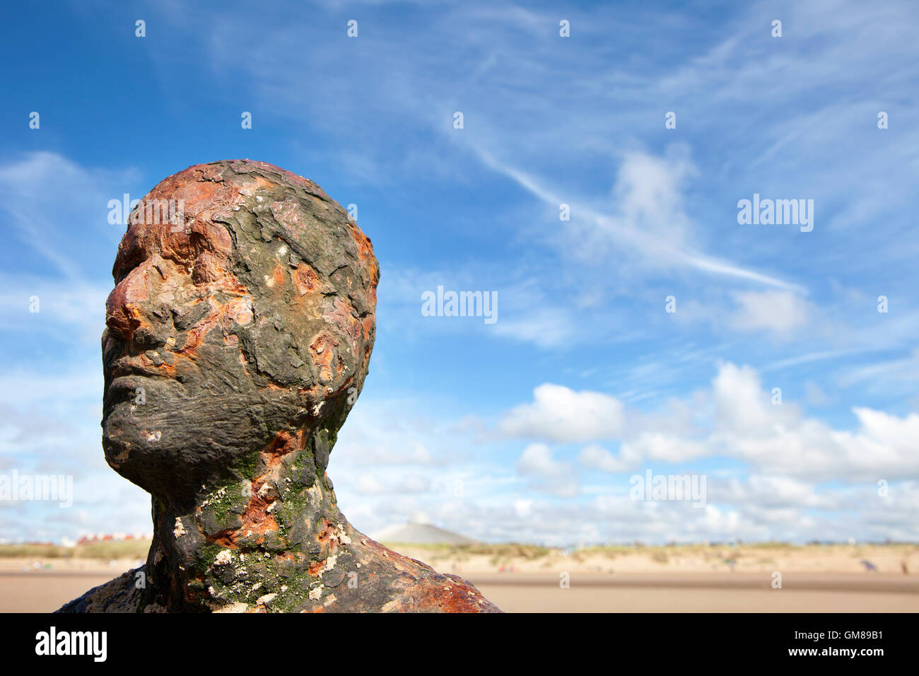 Modern art statues forming the Another Place by Antony Gormley on ...