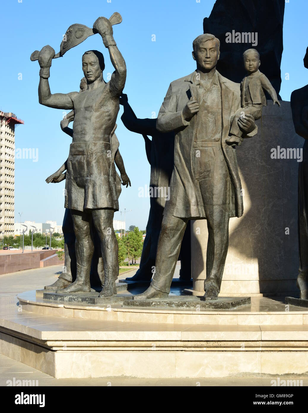 Sculptural group in the Independence Square in Astana, capital of ...