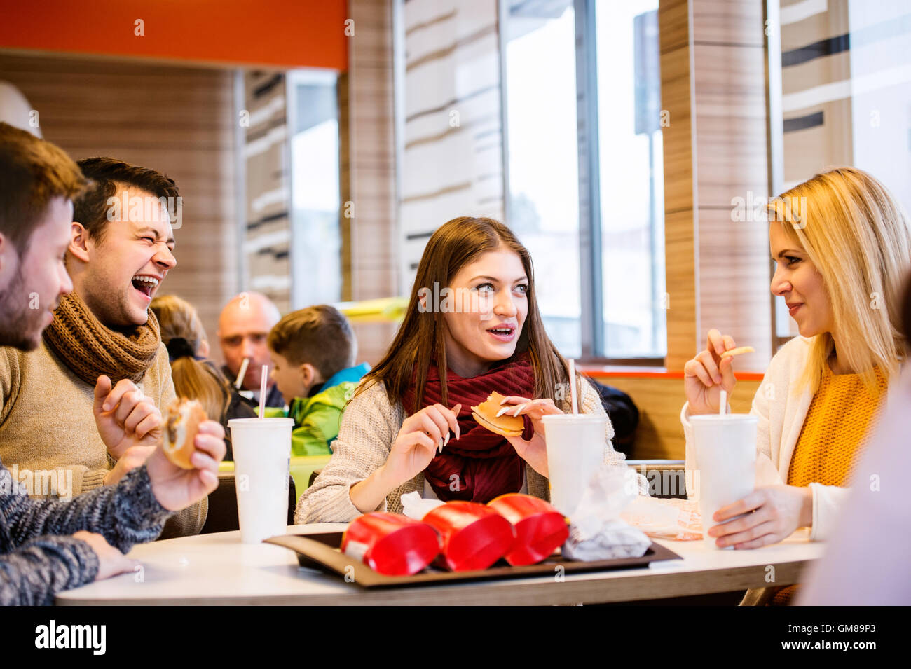 Group of young people having fun in town Stock Photo - Alamy