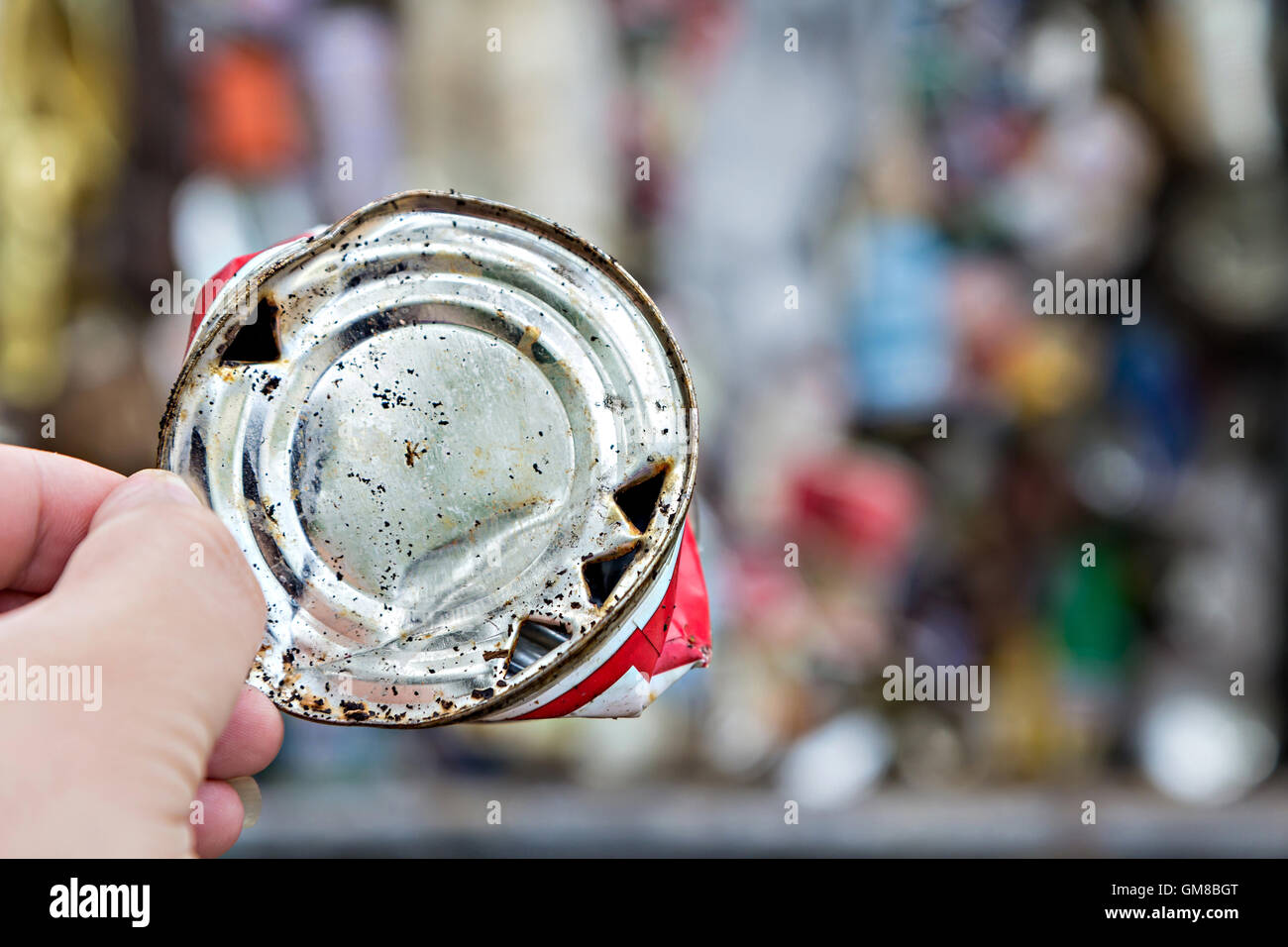 Close up compressed aluminum cans for recycle Stock Photo - Alamy
