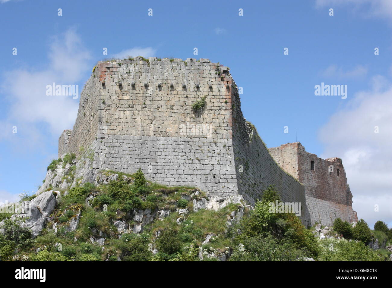 Part of the Castle of Montsegur known as The Pog, France Stock Photo ...