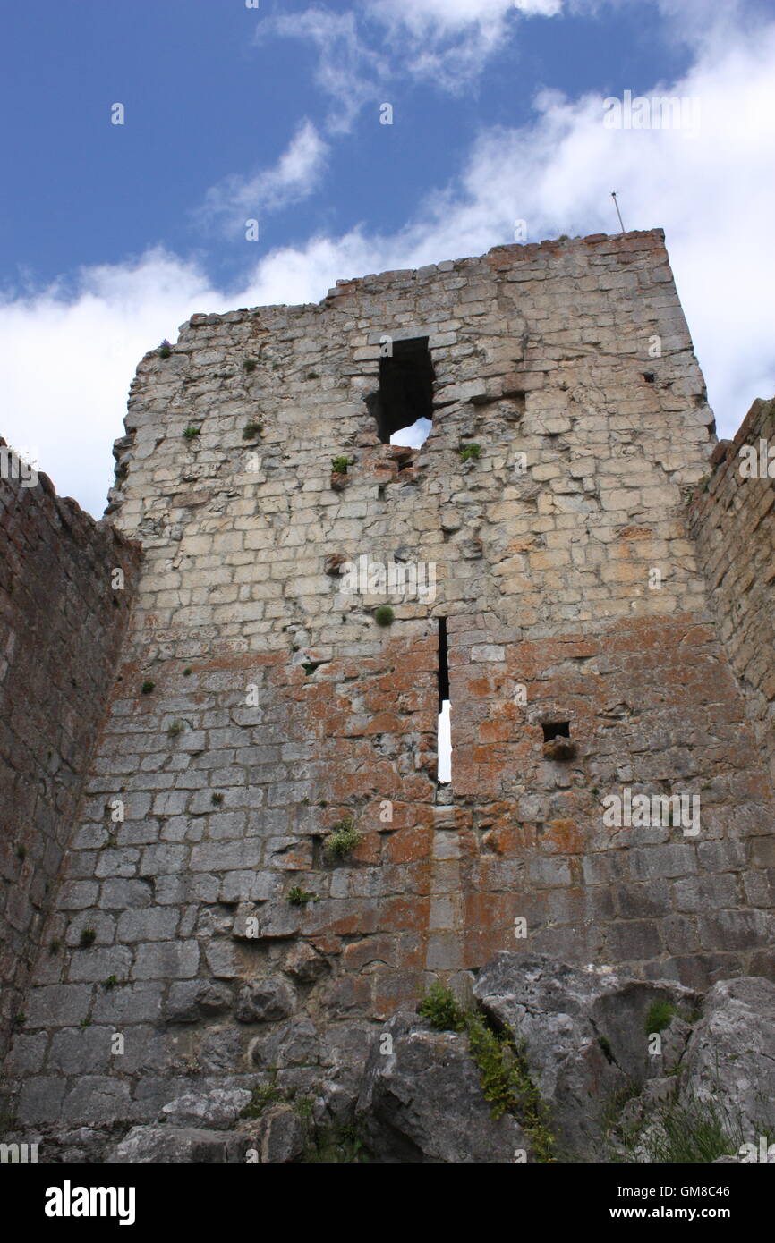 Part of the Castle of Montsegur known as The Pog, France Stock Photo ...
