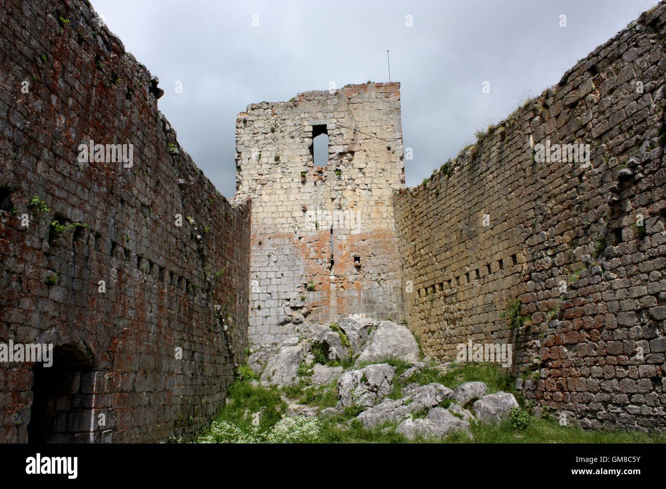 Part of the Castle of Montsegur known as The Pog, France Stock Photo ...