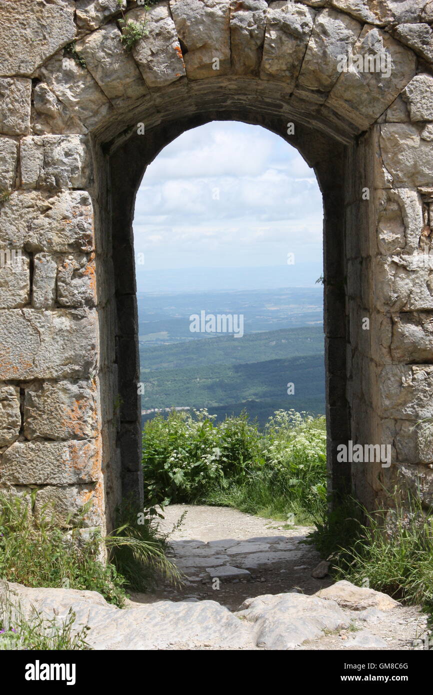 Part of the Castle of Montsegur known as The Pog, France Stock Photo ...