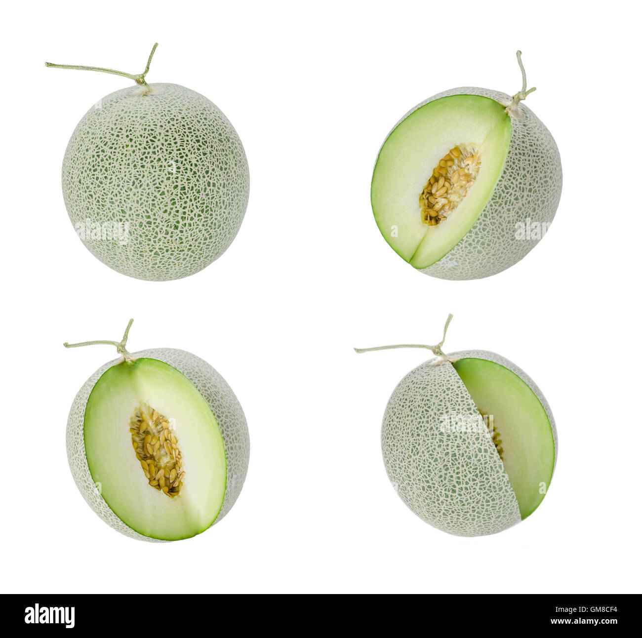shopped green melon isolated on white background Stock Photo - Alamy