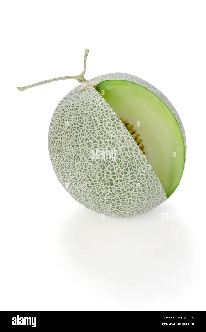 shopped green melon isolated on white background Stock Photo - Alamy