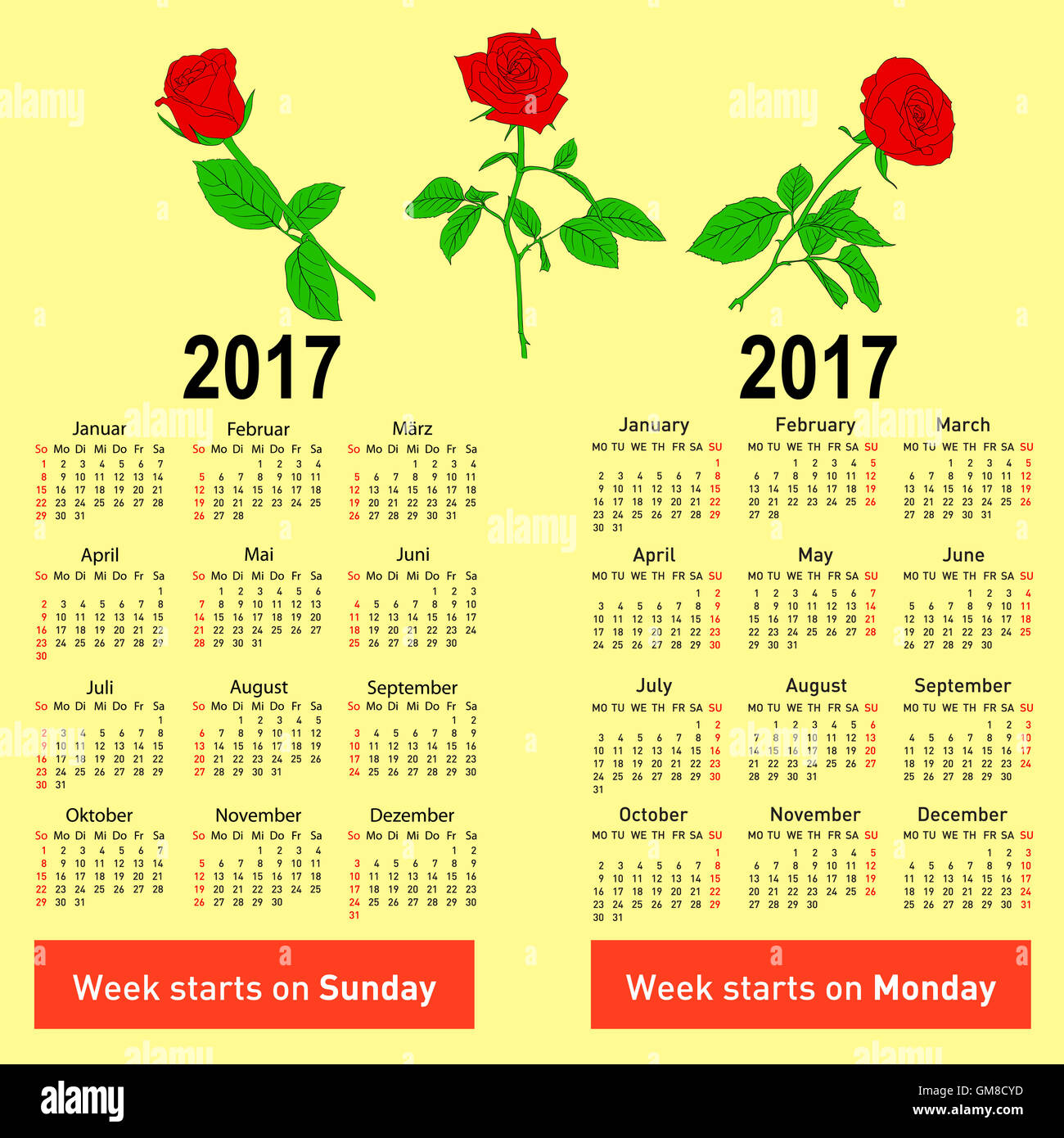 August 2017 calender hi-res stock photography and images - Alamy