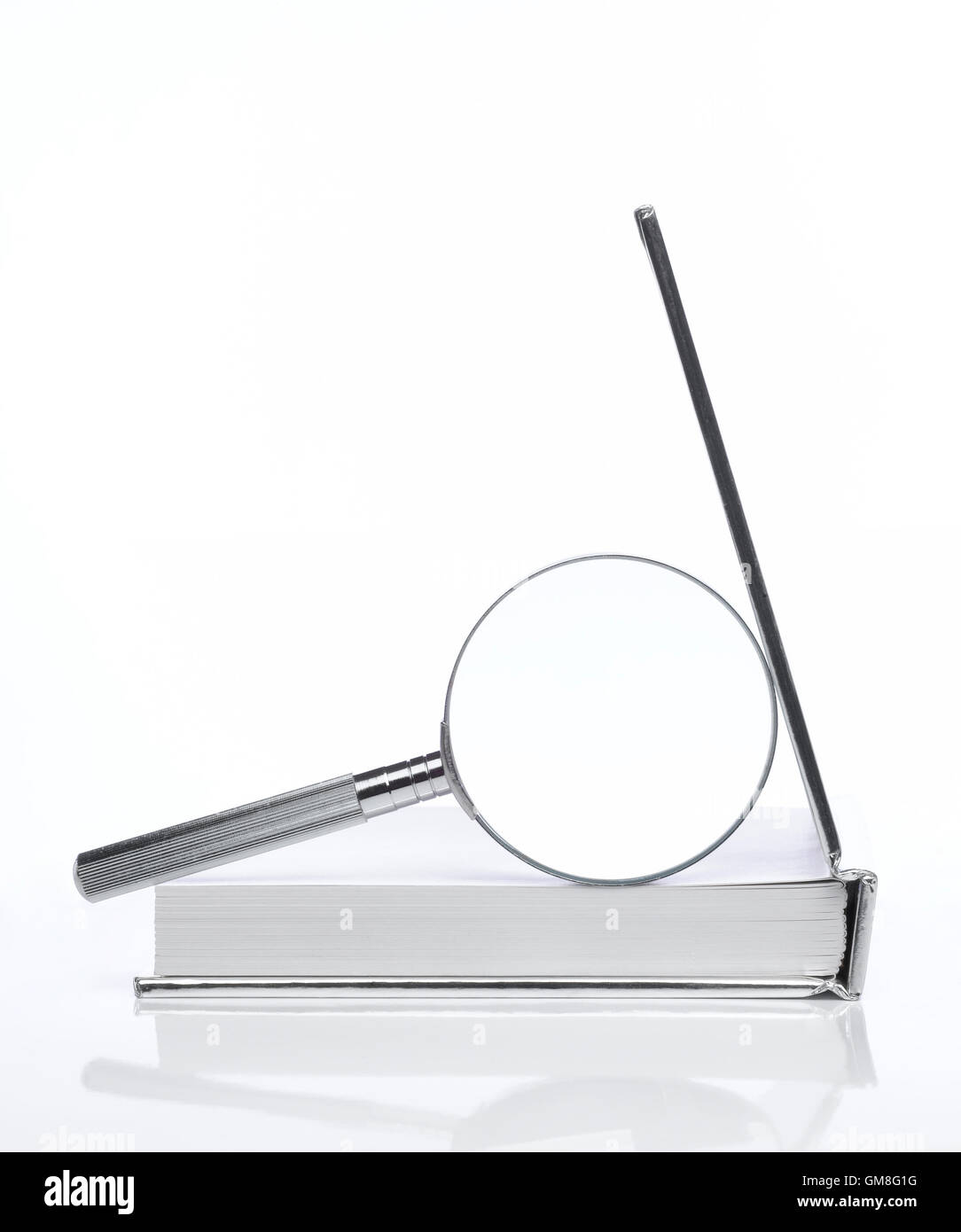 Magnifying Glass on an open book Stock Photo - Alamy