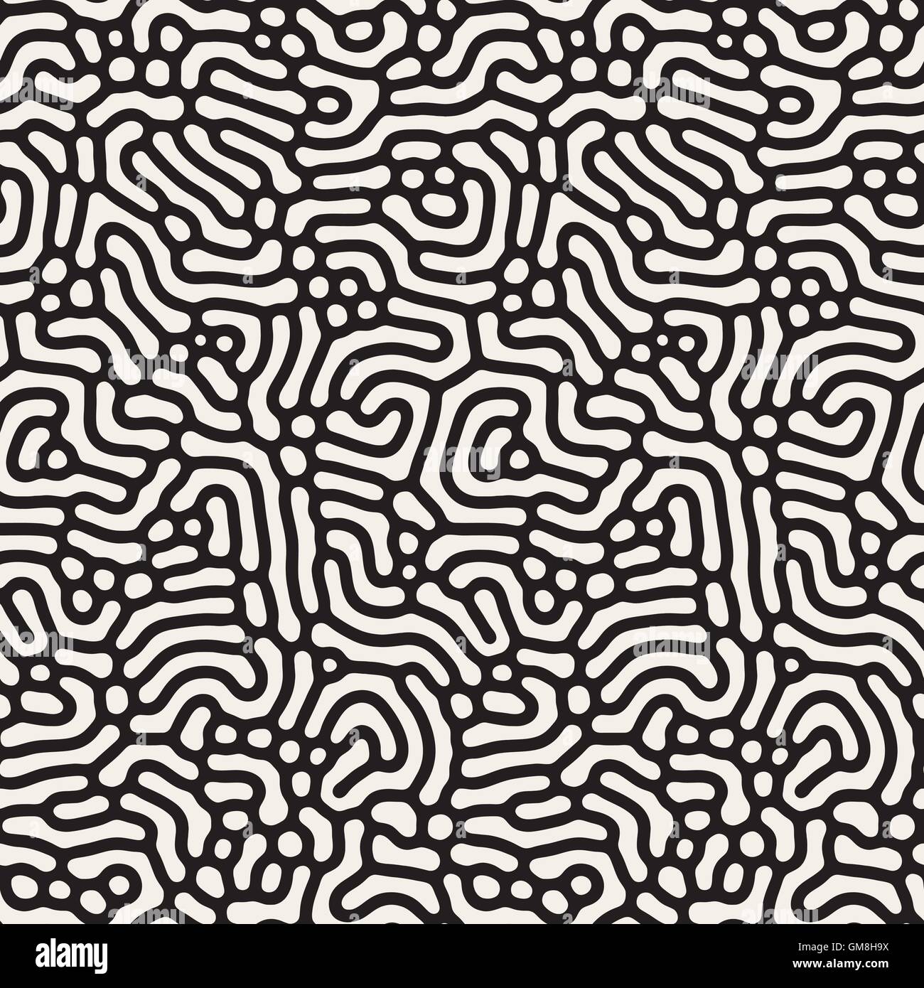 Vector Seamless Black and White Organic Lines Pattern Stock Vector ...