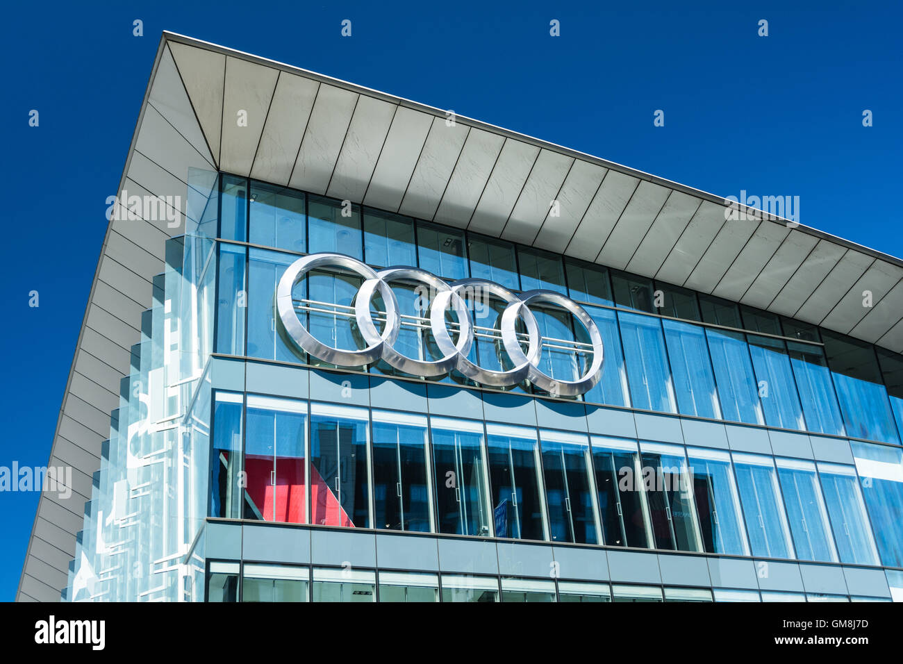 Exterior of Audi West London showroom in Brentford, west London, UK ...