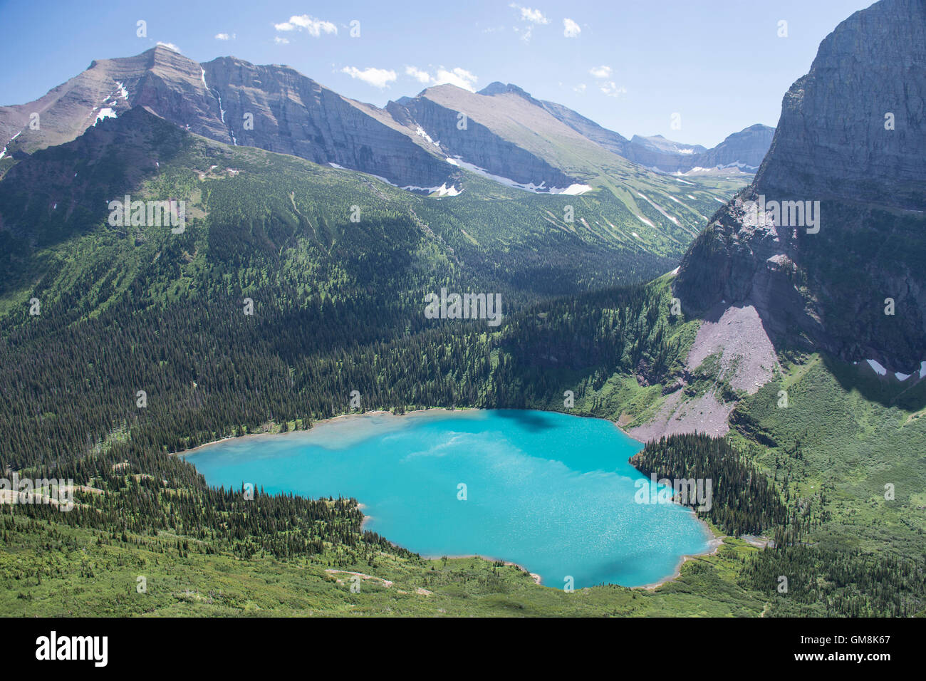 View from Grinnell Glacier Trail showing Grinnell Lake in Glacier ...