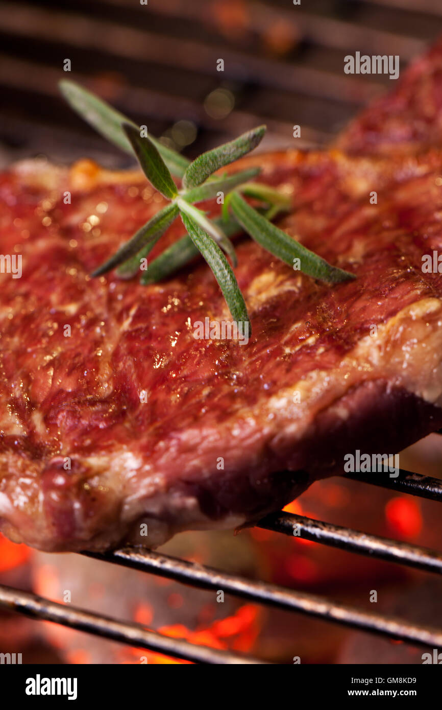 closeup of a steak on a grill Stock Photo - Alamy