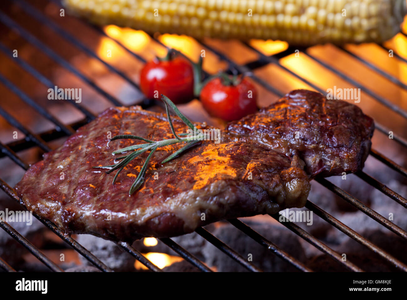 closeup of a steak on a grill Stock Photo - Alamy