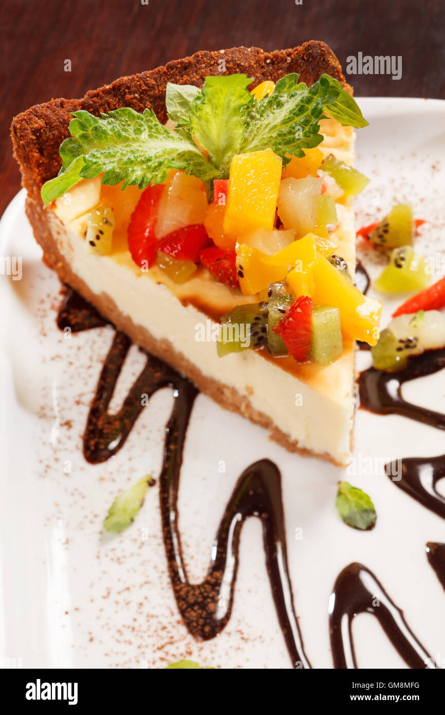 cheesecake with fruits Stock Photo - Alamy