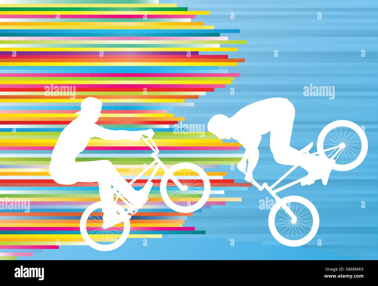 Cycling street rider stunt trick boy vector background abstract ...