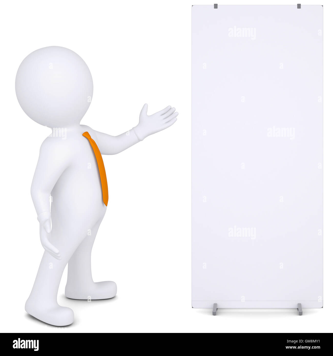3d man shows up on white poster Stock Photo - Alamy